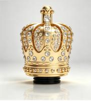 China Magnetic Crown Zamac Perfume Cap Gold Plated With Inlaid Crystal Rhinestones for sale