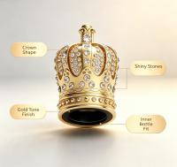 China Magnetic Crown Zamac Perfume Cap Gold Plated With Inlaid Crystal Rhinestones for sale