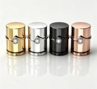 China Magnetic Twisted Line Zamac Perfume Cap with Inlaid Rhinestones | Customizable Bottle Lid for Luxury Fragrance Packaging for sale