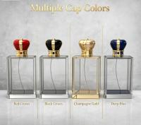 China Magnetic Crown Zamac Perfume Bottle with Spray Nozzle | Empty Square Clear Glass Fragrance Bottle for sale