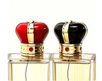 China Magnetic Crown Zamac Perfume Bottle with Spray Nozzle | Empty Square Clear Glass Fragrance Bottle for sale
