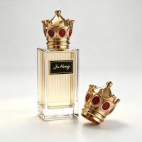 China Magnetic Crown Shape Zamac Perfume Cap with Inlaid Red Rhinestone and Customizable Design for sale