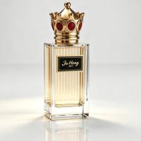 China Magnetic Crown Shape Zamac Perfume Cap with Inlaid Red Rhinestone and Customizable Design for sale