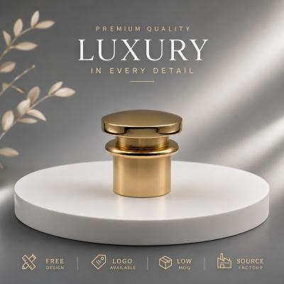 China Source Factory Custom Three Tier Stacked Round Disc Mirror Gold Zinc Alloy Perfume Cap OEM ODM Custom Engraved Logo Zamac Metal Perfume Lid For Luxury Square & Round Glass Perfume Bottles Magnetic for sale