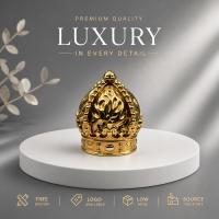 China Premium Royal Embossed Floral Beaded Crown Mirror Gold Zinc Alloy Perfume Cap Solid Heavy Zamac Metal Lid For Luxury Designer Perfume Packaging Magnetic for sale