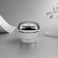 China Hot Selling Vertical Ribbed Fluted Dome Shiny Silver Zamac Perfume Cap Heavy Weight Zinc Alloy Perfume Bottle Cover Custom Mold For Premium Cosmetic Perfume Packaging Magnetic for sale