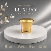 China Factory Custom Flared Curved Waist Flat Dome Mirror Gold Zinc Alloy Perfume Cap Double Ring Base OEM ODM Custom Engraved Logo Zamac Perfume Lid For Luxury Glass Perfume Bottles Magnetic for sale