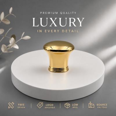 China Factory Custom Smooth Curved Waist Dome Mirror Gold Zinc Alloy Perfume Cap Multi Ring Base OEM ODM Custom Engraved Logo Zamac Perfume Lid For Luxury Glass Perfume Bottles Magnetic for sale