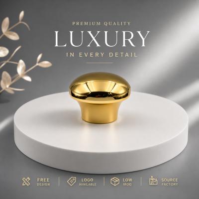 China Premium Smooth Mushroom Dome Mirror Gold Zinc Alloy Perfume Cap Solid Heavy Zamac Metal Lid For Minimalist Designer Perfume Packaging Magnetic for sale