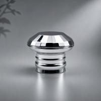 China Premium Geometric Facet Dome Multi Ring Chrome Silver Zinc Alloy Perfume Cap Solid Heavy Zamac Metal Lid For High End Designer Perfume Packaging Magnetic for sale