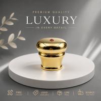 China Premium Geometric Facet Dome Multi Ring Chrome Silver Zinc Alloy Perfume Cap Solid Heavy Zamac Metal Lid For High End Designer Perfume Packaging Magnetic for sale