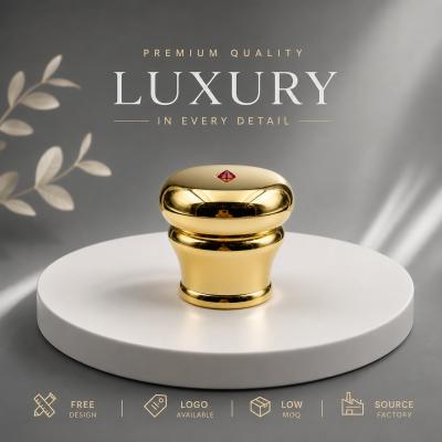 China Premium Geometric Facet Dome Multi Ring Chrome Silver Zinc Alloy Perfume Cap Solid Heavy Zamac Metal Lid For High End Designer Perfume Packaging Magnetic for sale