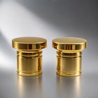 China Hot Selling Multi Layer Thread Shiny Gold Zamac Perfume Cap Heavy Weight Zinc Alloy Perfume Bottle Cover Custom Mold For Luxury Cosmetic Fragrance Packaging for sale