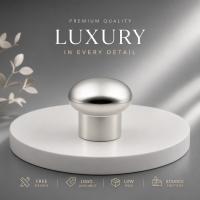 China Factory Custom Mushroom Dome Brushed Silver Zinc Alloy Perfume Cap OEM ODM Custom Engraved Logo Zamac Metal Perfume Lid For Luxury Fragrance Glass Bottles for sale