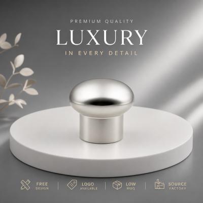 China Factory Custom Mushroom Dome Brushed Silver Zinc Alloy Perfume Cap OEM ODM Custom Engraved Logo Zamac Metal Perfume Lid For Luxury Fragrance Glass Bottles for sale