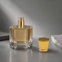 China Luxury Hexagonal Zinc Alloy Perfume Cap Bright Gold Electroplated Zamac Fragrance Bottle Lid Custom Logo OEM Metal Perfume Cover for sale