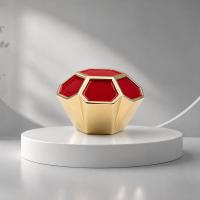 China Factory Wholesale Diamond Cut Zinc Alloy Perfume Cap Gold Plated Red Enamel Zamac Fragrance Bottle Lid Custom Logo OEM Metal Perfume Cover for sale
