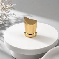 China Factory Wholesale Curved Crescent Top Zinc Alloy Perfume Cap Bright Gold Zamac Fragrance Bottle Lid Custom Logo OEM Metal Perfume Cover Magnetic Cap for sale