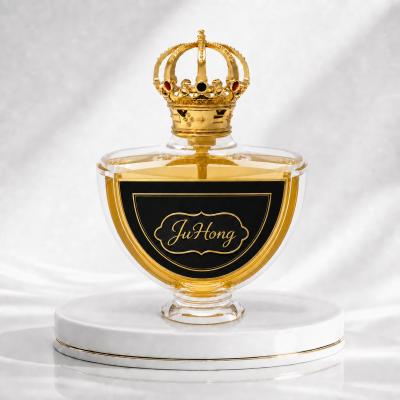 China Crown Shape Zamac Perfume Cap with Inlaid Red Rhinestone | Zinc Alloy Custom Fragrance Bottle Lid for sale
