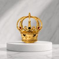 China Crown Shape Zamac Perfume Cap with Inlaid Red Rhinestone | Zinc Alloy Custom Fragrance Bottle Lid for sale