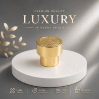 China Factory Custom Zinc Alloy Perfume Cap Bright Gold Plating Double Layer Cylinder Embossed Texture Metal Perfume Lid Support Custom Embossed Logo Magnetic for sale