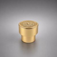 China Factory Custom Zinc Alloy Perfume Cap Bright Gold Plating Double Layer Cylinder Embossed Texture Metal Perfume Lid Support Custom Embossed Logo Magnetic for sale