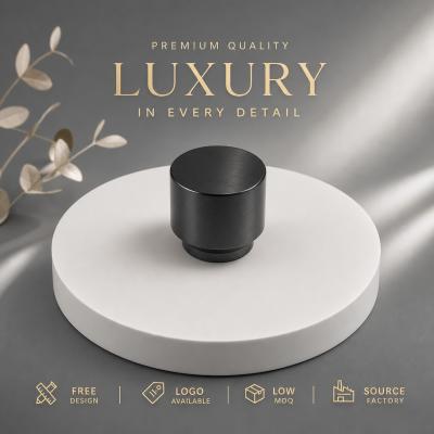 China Minimalist Cylinder Zinc Alloy Fragrance Cap Brushed Black Double Deck Perfume Bottle Top Custom Logo For Perfume Glass Bottle Magnetic for sale
