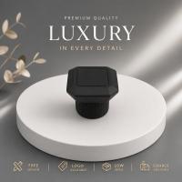 China Knurled Texture Zinc Alloy Fragrance Magnetic Cap Matte Black Octagon Perfume Bottle Top Custom Engraving Logo For Perfume Packaging for sale