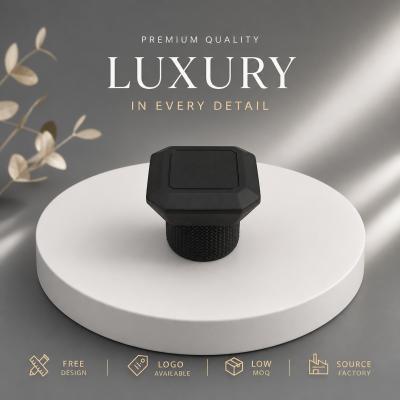 China Knurled Texture Zinc Alloy Fragrance Magnetic Cap Matte Black Octagon Perfume Bottle Top Custom Engraving Logo For Perfume Packaging for sale