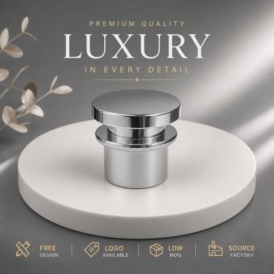China High Gloss Zinc Alloy Fragrance Cap Cylindrical Double Deck Perfume Bottle Top Custom Logo Perfume Packaging Accessories for sale