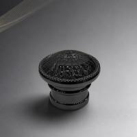 China Wholesale Double Layer Base Zinc Alloy Perfume Lid With Top Relief Floral Bead Trim Black Metal Perfume Cap OEM ODM Custom Logo for sale