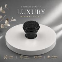 China Source Factory Custom Embossed Zinc Alloy Perfume Cap Black Gloss Relief Floral Metal Perfume Lid Low MOQ Custom Logo Printing Service for sale