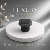 China Zinc Alloy Black Octagon Perfume Cap Custom Silk Screen Logo Knurled Metal Perfume Bottle Lid For Luxury Fragrance Bottles for sale