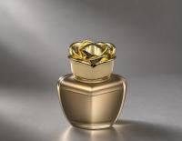 China Sculptured Golden Rose Shape Metal Perfume Cap Electroplating Zamac Perfume Bottle Top Custom High-end Perfume Packaging Accessory Magnetic for sale