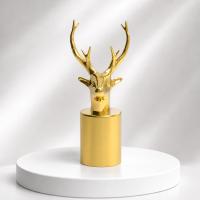 China Luxury 3D Deer Head Zamac Perfume Cap with Custom Logo Engraving and Electroplated Gold Finish for sale