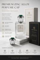 China Luxury Wavy Zinc Alloy Perfume Cap Inlaid Emerald Gem Custom Zamac Fragrance Bottle Lid OEM Logo Electroplated Metal Perfume Cover Magnetic for sale