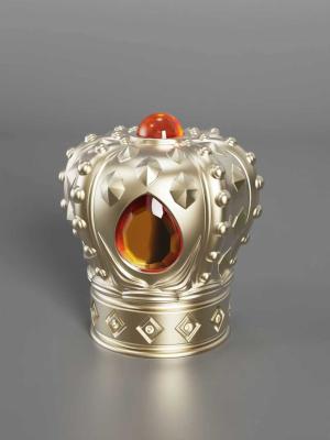 China Luxury Crown Zinc Alloy Perfume Cap Gold Plated Zamac Bottle Lid Embedded Red Rhinestone Royal Shape Metal Perfume Cover Custom OEM Logo Packaging Magnetic for sale