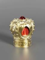 China Luxury Crown Zinc Alloy Perfume Cap Gold Plated Zamac Bottle Lid Embedded Red Rhinestone Royal Shape Metal Perfume Cover Custom OEM Logo Packaging Magnetic for sale
