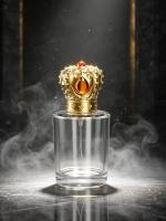 China Luxury Crown Zinc Alloy Perfume Cap Gold Plated Zamac Bottle Lid Embedded Red Rhinestone Royal Shape Metal Perfume Cover Custom OEM Logo Packaging Magnetic for sale