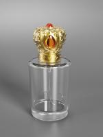 China Luxury Crown Zinc Alloy Perfume Cap Gold Plated Zamac Bottle Lid Embedded Red Rhinestone Royal Shape Metal Perfume Cover Custom OEM Logo Packaging Magnetic for sale
