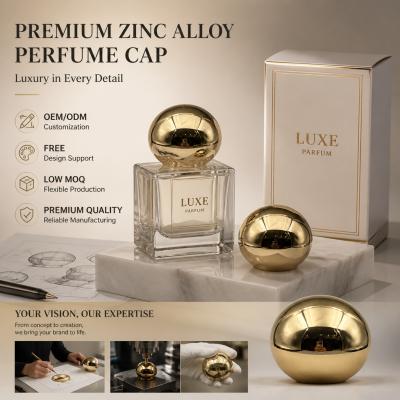 China Mirror Gold Metal Ball Perfume Cap Zinc Alloy Spherical Lid Luxury Cosmetic Accessory Custom Logo For Perfume Glass Bottle Magnetic for sale