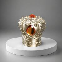 China Luxury Gem‑Inlaid Crown Zamac FEA15 Perfume Cap, Gold‑Plated Zinc Alloy Decorative Bottle Top for sale