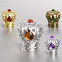 China Luxury Gem‑Inlaid Crown Zamac FEA15 Perfume Cap, Gold‑Plated Zinc Alloy Decorative Bottle Top for sale