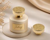China Luxury Embossed Arabic Geometric Decorative Perfume Cap Zinc Alloy Round Metal Lid Custom Logo For Fragrance Glass Bottle Magnetic for sale