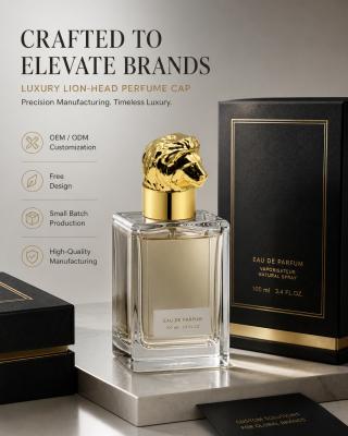 China Zinc Alloy 3D Lion Head Perfume Cap Mirror Gold Plated Animal Sculpture Bottle Lid Custom Logo OEM For Perfume Glass BottleMagnetic for sale