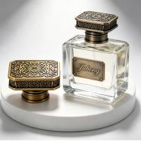 China Vintage Embossed Square Zamac Perfume Bottle Cap, Antique Brass FEA 15 for sale