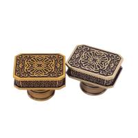 China Vintage Embossed Square Zamac Perfume Bottle Cap, Antique Brass FEA 15 for sale