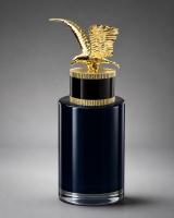 China Zinc Alloy Flying Eagle Perfume Cap, 3D Spread‑wing Hawk Ornament, Black Cylinder Knurled Base Gold Plated Custom Logo Luxury Bottle Lid Magnetic for sale