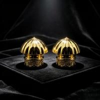 China Dome Shape Embossed Zinc Alloy Perfume Cap Luxury Gold Plated Metal Perfume Bottle Lid Custom Logo For Fragrance Cosmetic Packaging Magnetic for sale