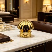 China Dome Shape Embossed Zinc Alloy Perfume Cap Luxury Gold Plated Metal Perfume Bottle Lid Custom Logo For Fragrance Cosmetic Packaging Magnetic for sale